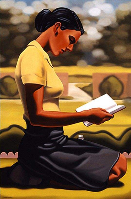 Solve Lady Reading Script jigsaw puzzle online with 35 pieces