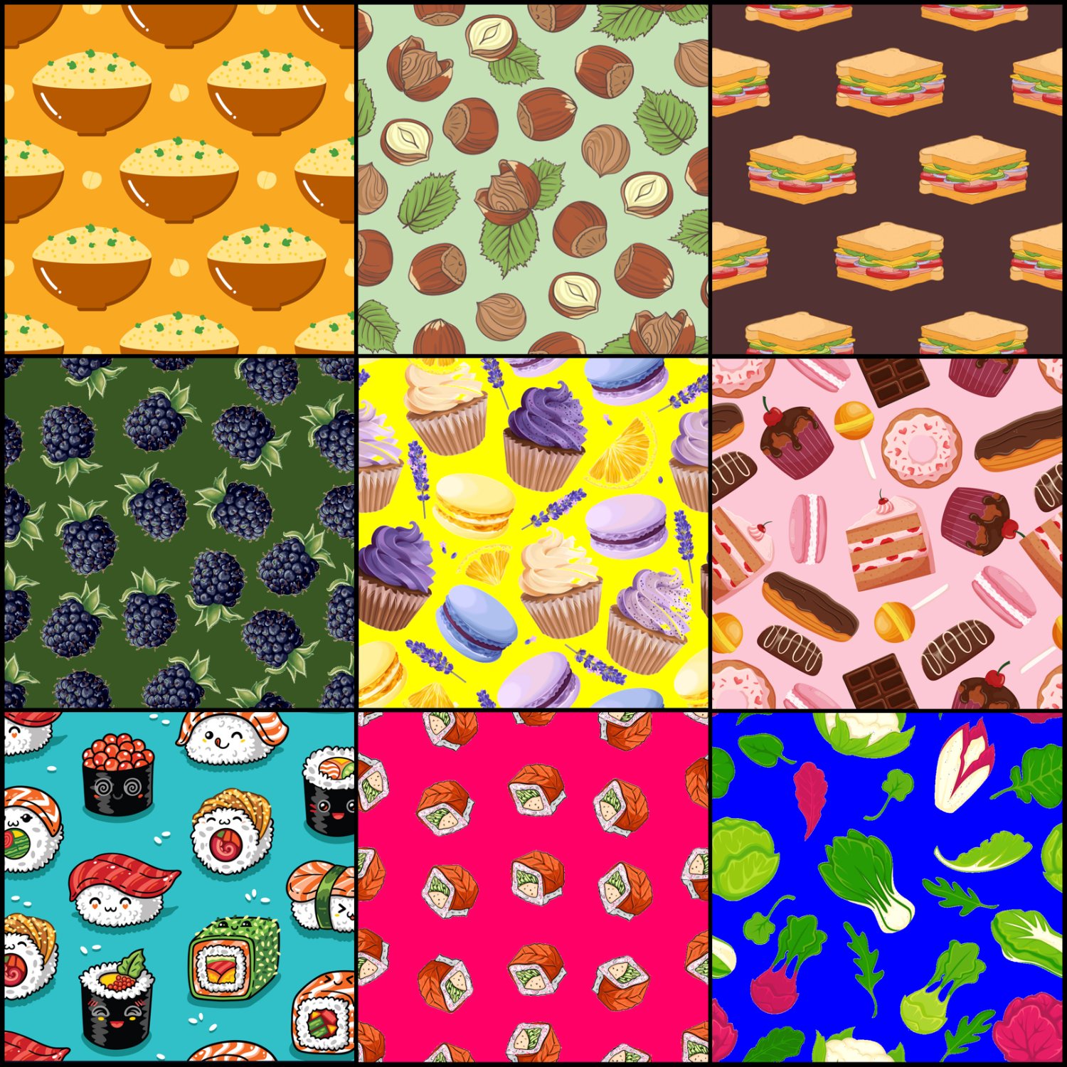 Solve Food patterns 51 jigsaw puzzle online with 144 pieces