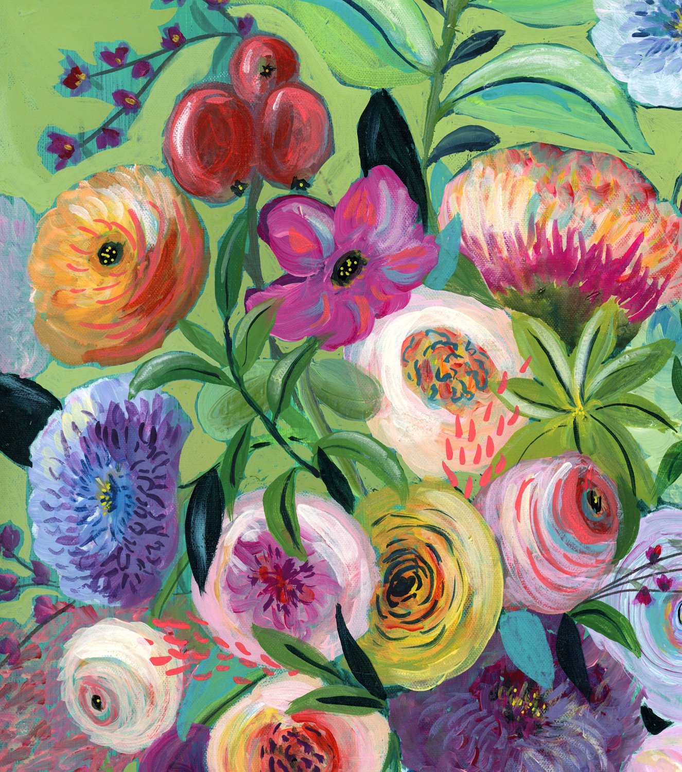 Solve Tuscany acrylic flowers painting jigsaw puzzle online with 56 pieces