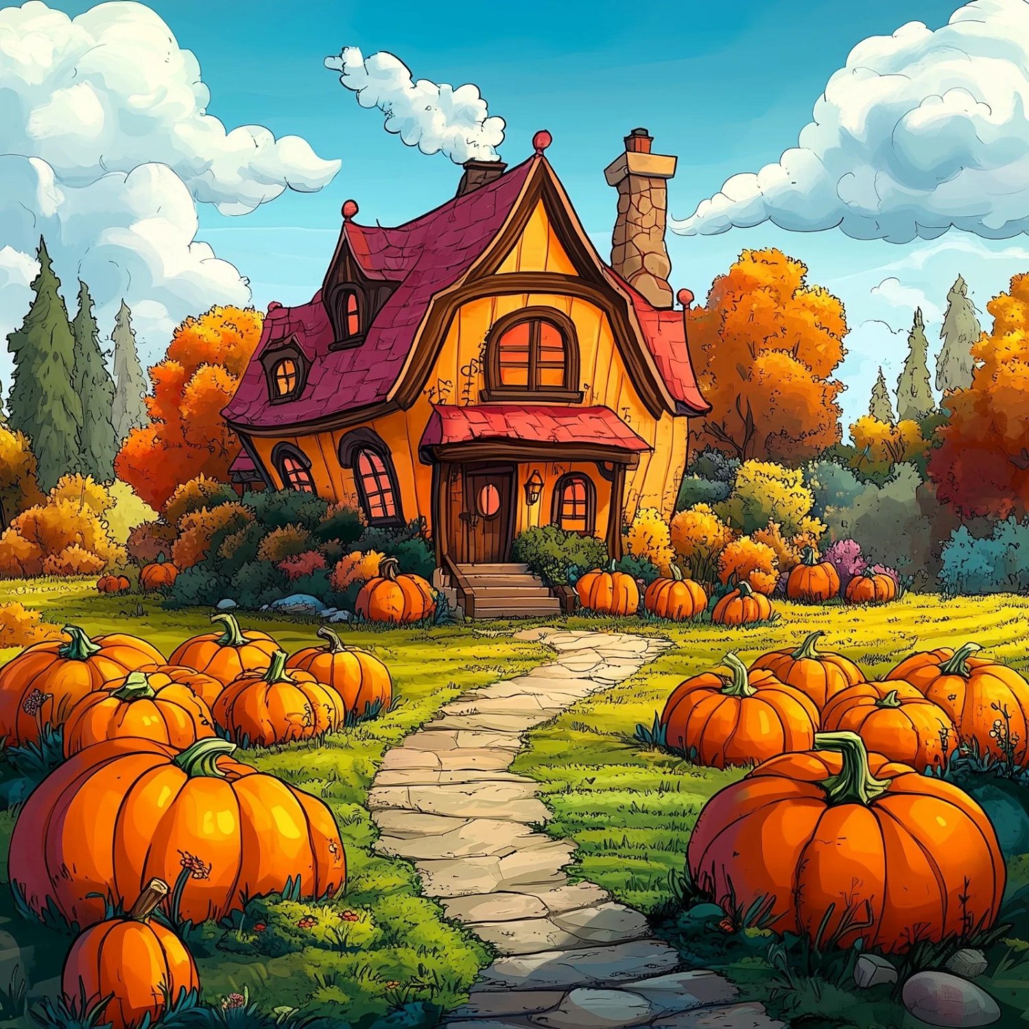 Solve Pumpkin cottage, lots of pumpkin's... jigsaw puzzle online with ...