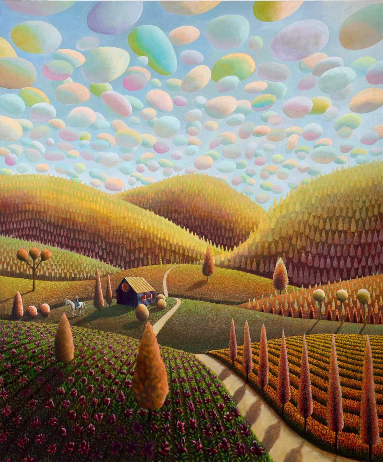 Solve David Brian Smith, Echo, 2024, oil & gold leaf on herringbone linen jigsaw puzzle online ...