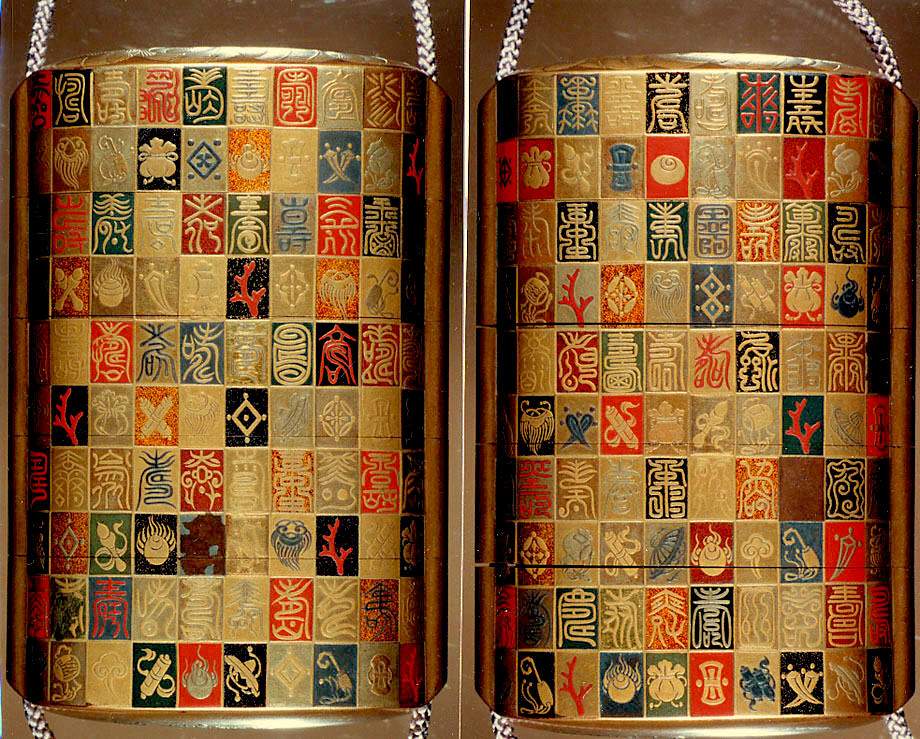 Solve closeup) Inrō with the Characters for Longevity and Good Fortune ...
