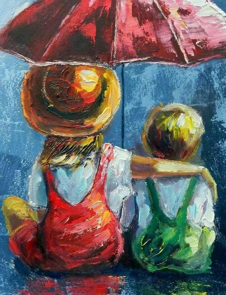 Solve SHARING MY UMBRELLA jigsaw puzzle online with 165 pieces