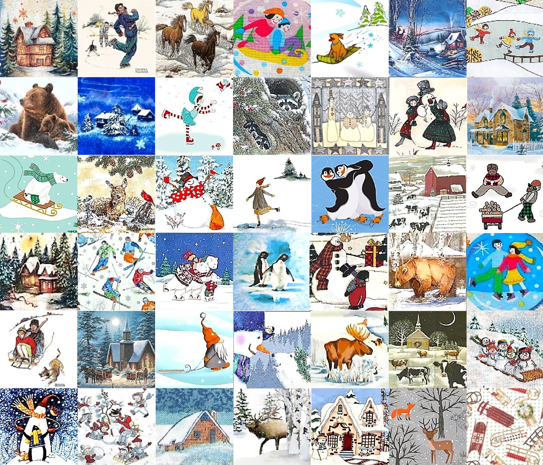 Solve PATCHWORK WINTER jigsaw puzzle online with 378 pieces