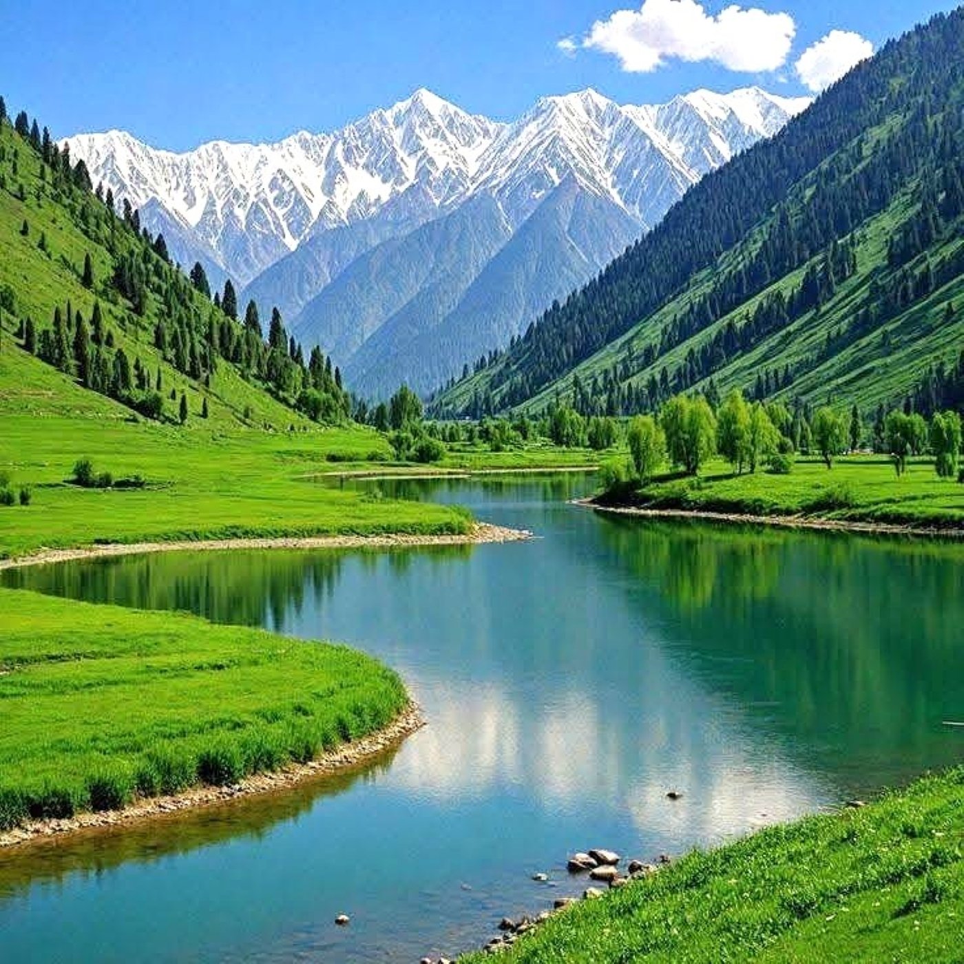 Solve Calm Winding River jigsaw puzzle online with 100 pieces