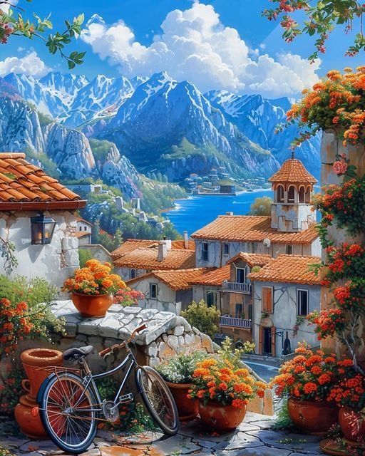 Puslespil | 80 brikker | Mountain village | Jigidi