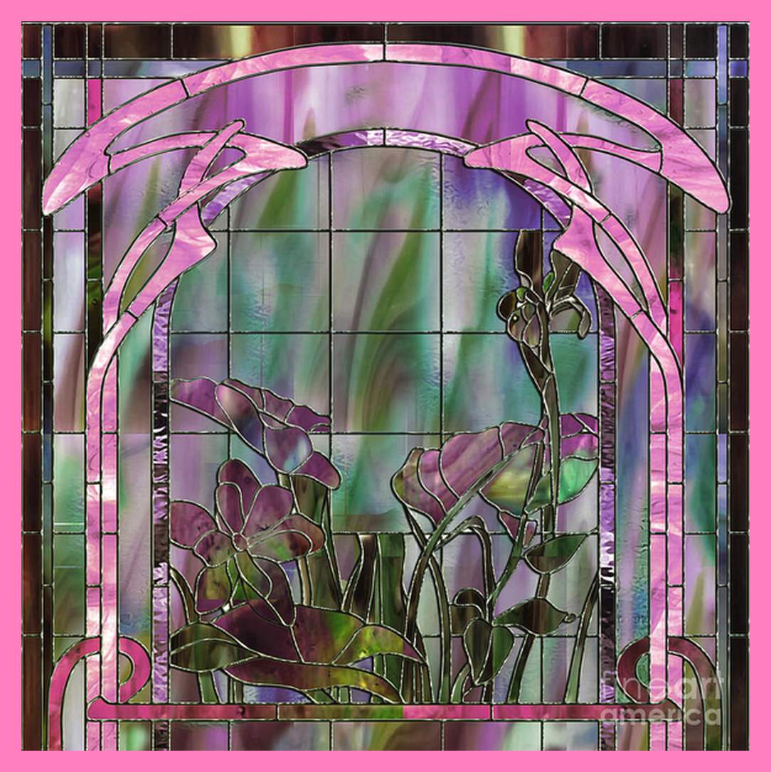 Solve Stained glass floral window jigsaw puzzle online with 36 pieces