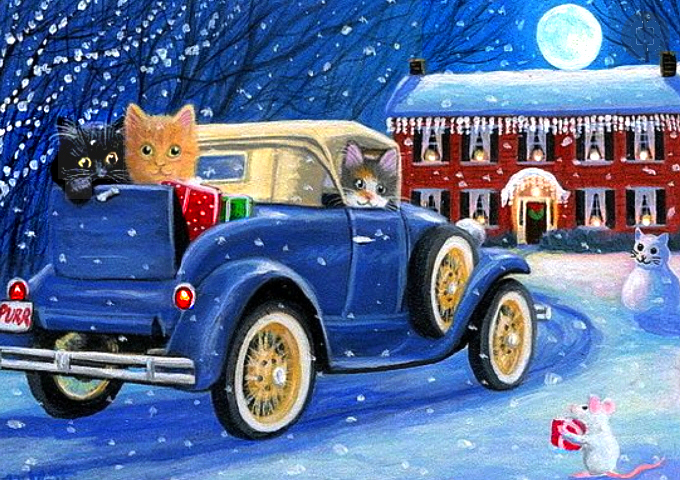 Solve Rumble Seat Christmas jigsaw puzzle online with 88 pieces