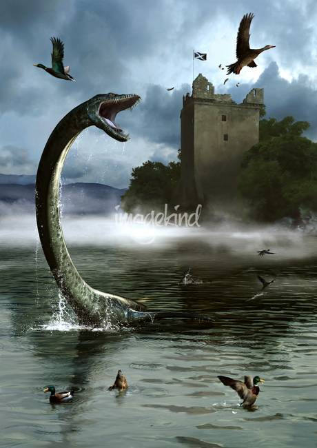 Solve Loch-Ness-Monster_art jigsaw puzzle online with 70 pieces