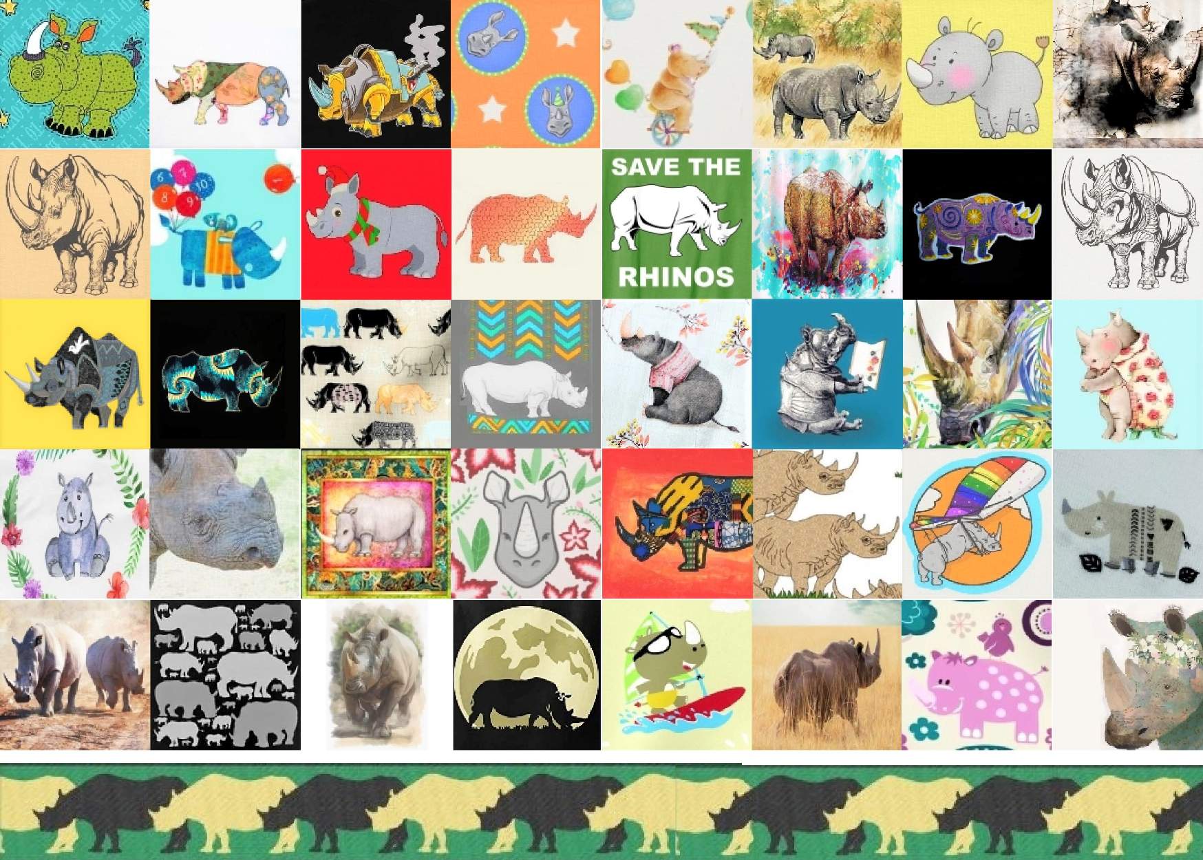 Solve .PATCHWORK RHINOCEROS 7 jigsaw puzzle online with 140 pieces