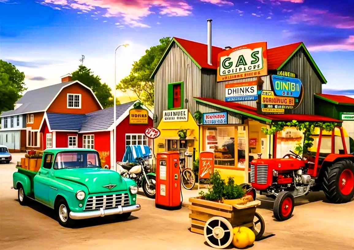 Solve 00326 - Gas Station jigsaw puzzle online with 140 pieces