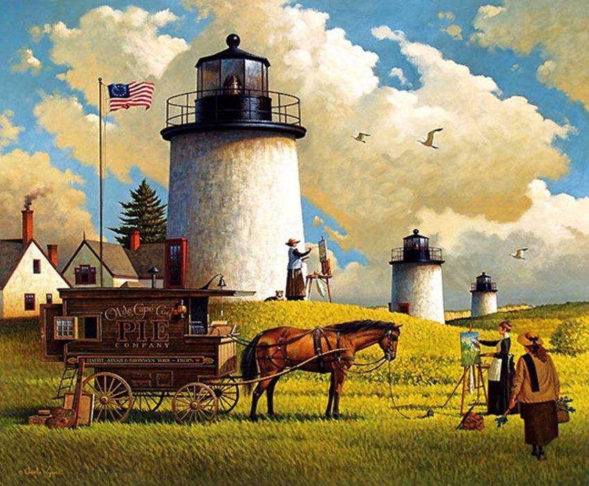 Solve Three Sisters of Nauset {Charles Wysocki} jigsaw puzzle online with 168 pieces