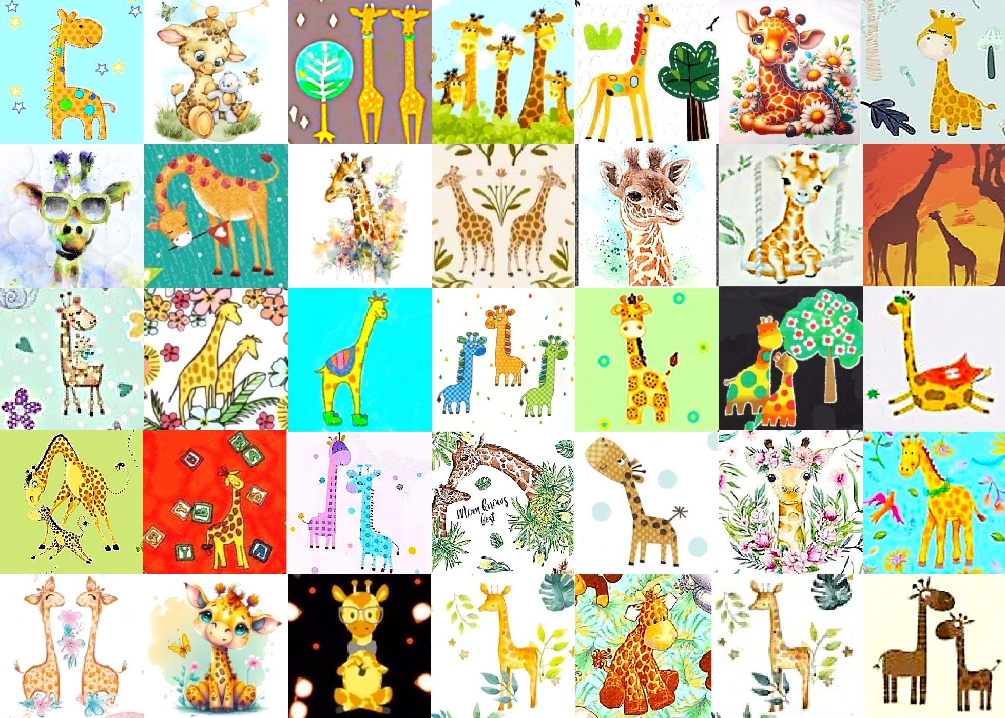 Solve PATCHWORK GIRAFFES 9 jigsaw puzzle online with 70 pieces