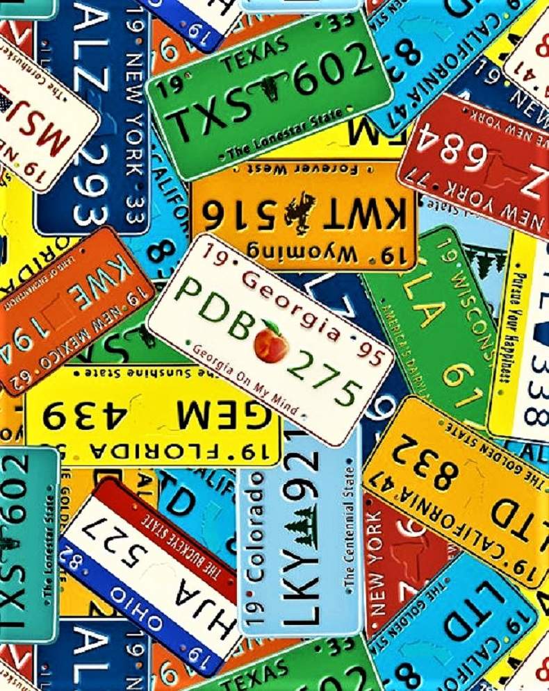 Solve "Dated Interstate License Plates" jigsaw puzzle online with 63 pieces