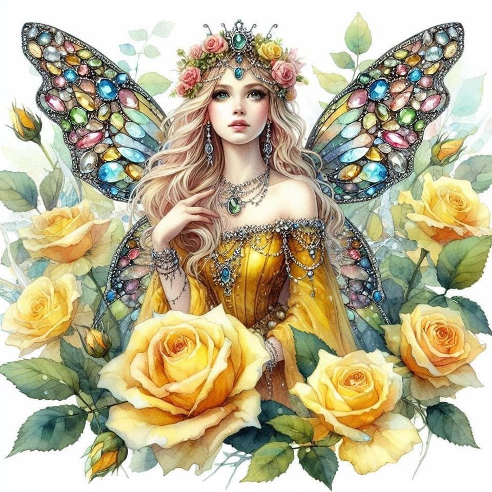 Solve The Yellow Fairy (Medium) jigsaw puzzle online with 100 pieces