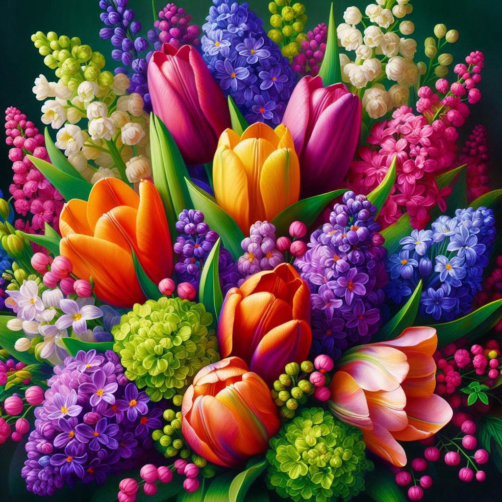 Solve Spring Flowers jigsaw puzzle online with 64 pieces