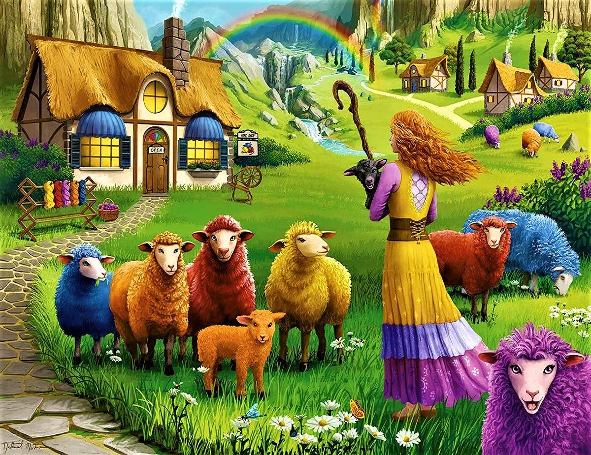 Jigsaw Puzzle | Colorful lambs | 63 pieces | Jigidi