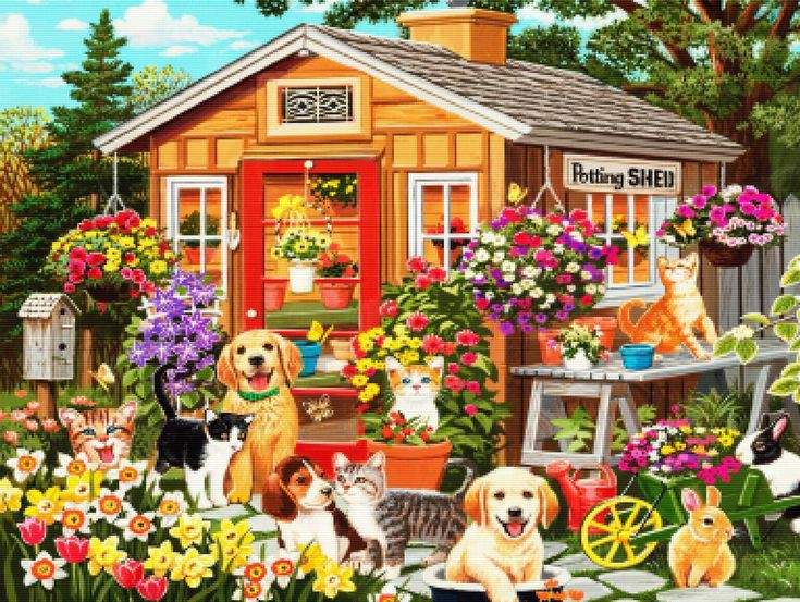 Solve LOVEABLE PETS jigsaw puzzle online with 63 pieces