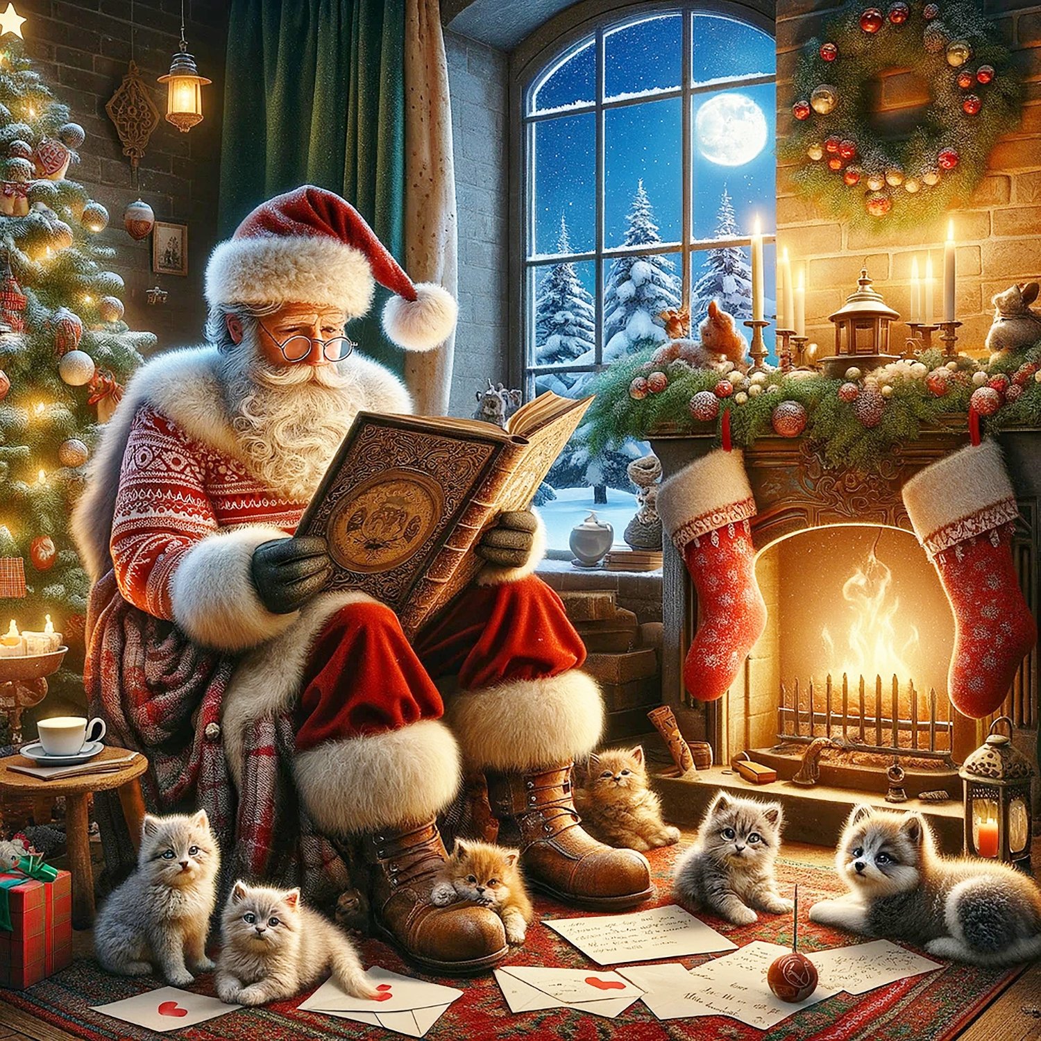 Solve Santa reading his mail and checking his lists, resize 9 to 600 ...