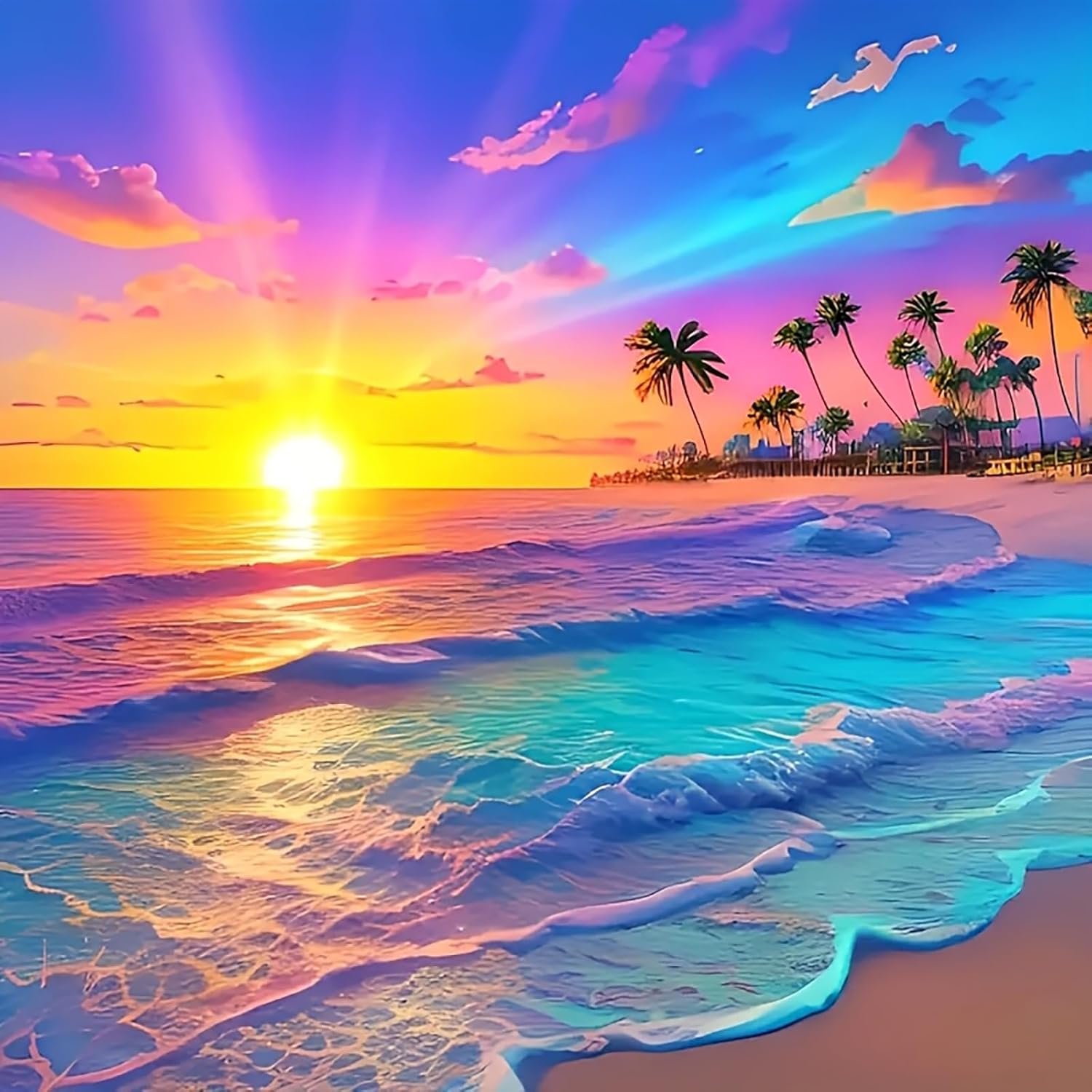 Solve Beautiful Tropical Sunset jigsaw puzzle online with 81 pieces