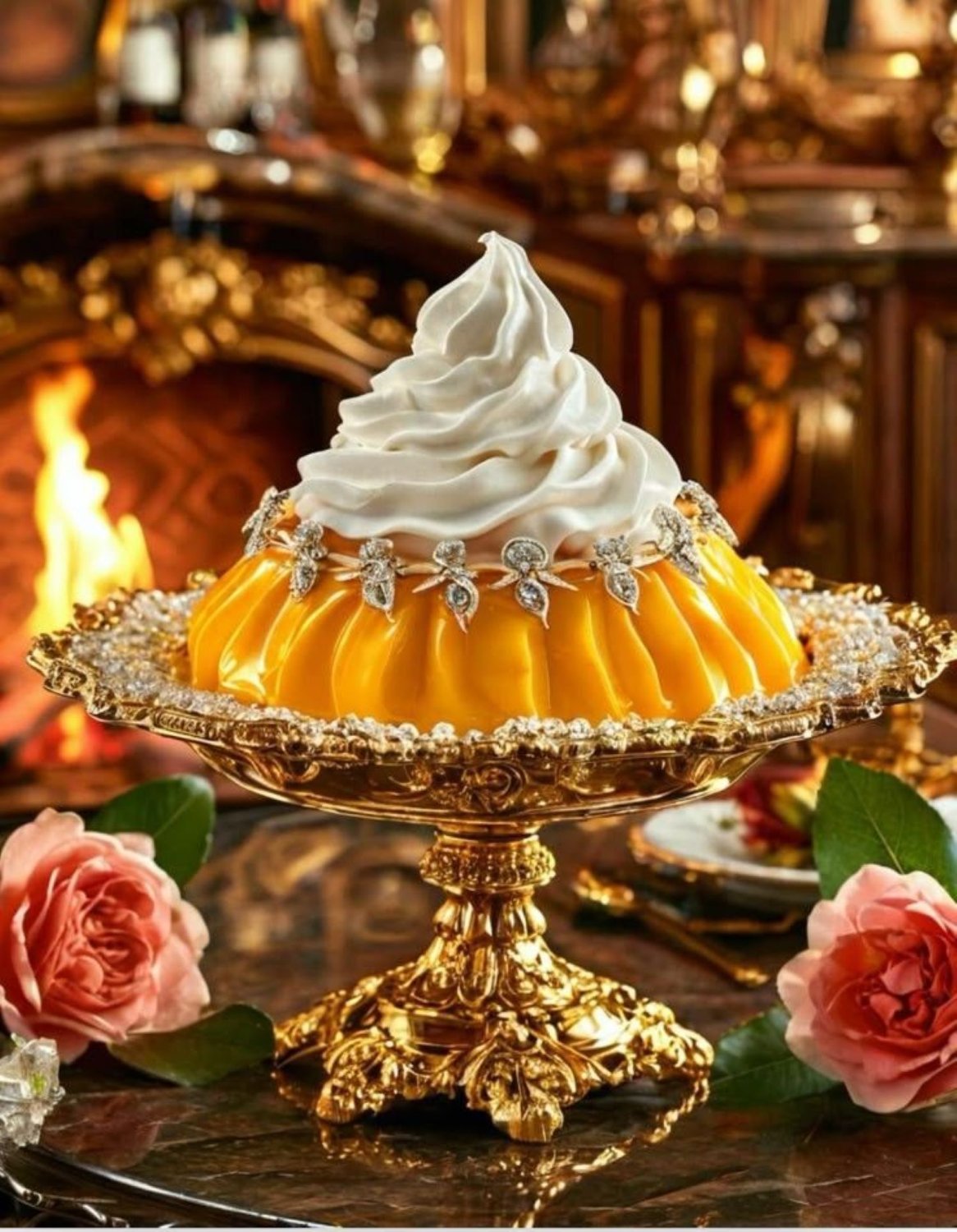 Solve Mango jelly with wipped cream jigsaw puzzle online with 252 pieces
