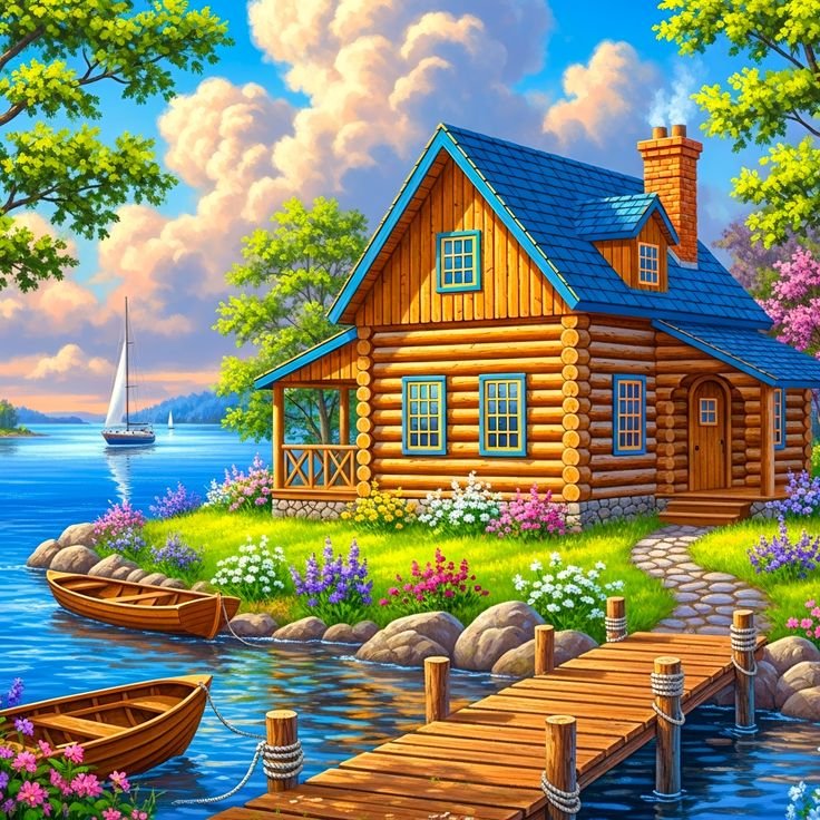 Solve Log Cabin jigsaw puzzle online with 64 pieces