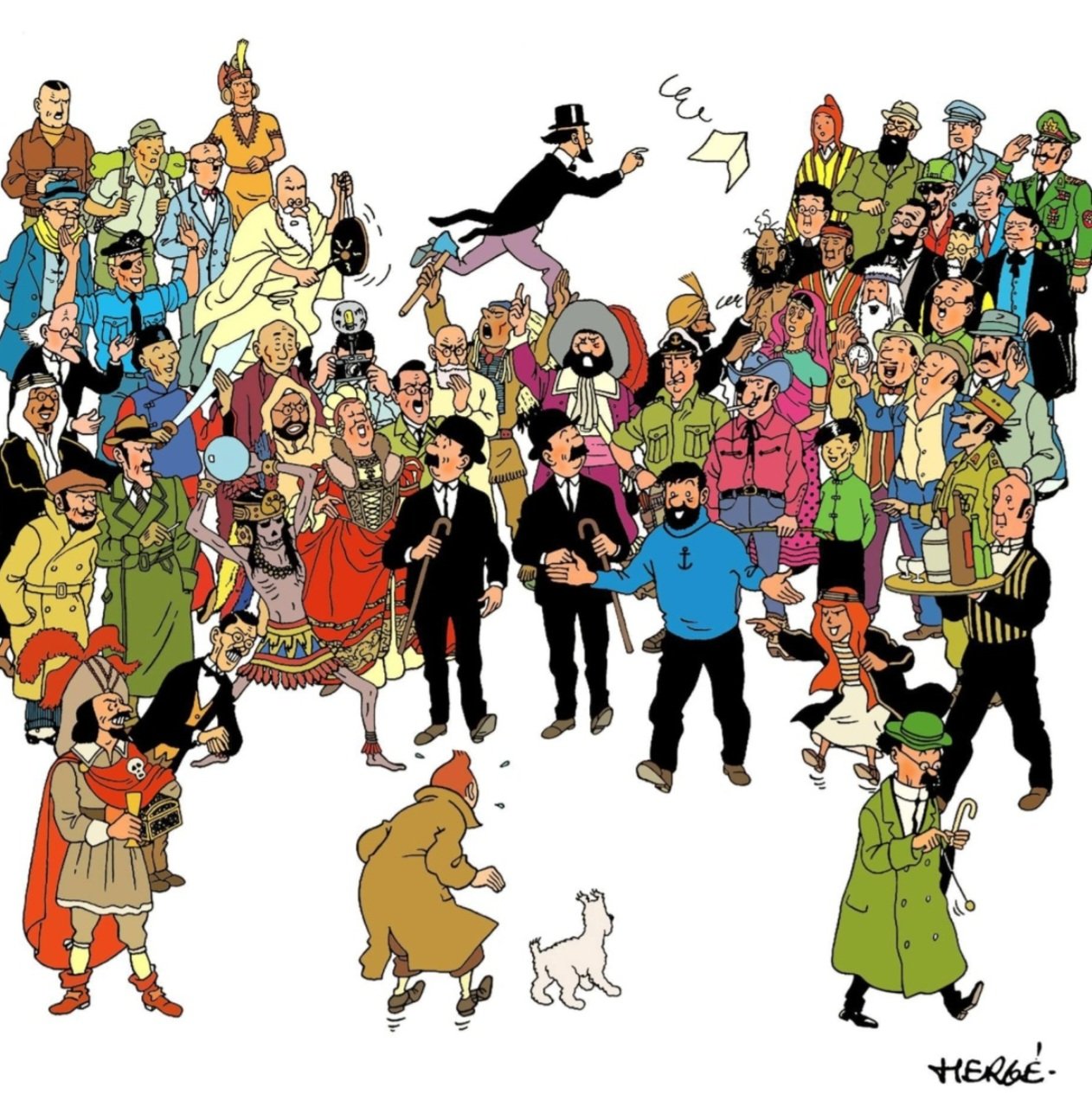 Solve Tintin Confronted By His Complete Cast Of Characters jigsaw ...