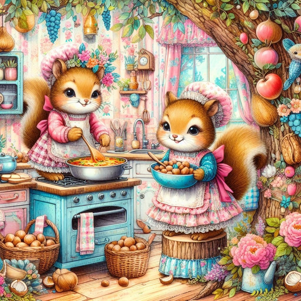 Solve Cartoon Squirrels jigsaw puzzle online with 49 pieces