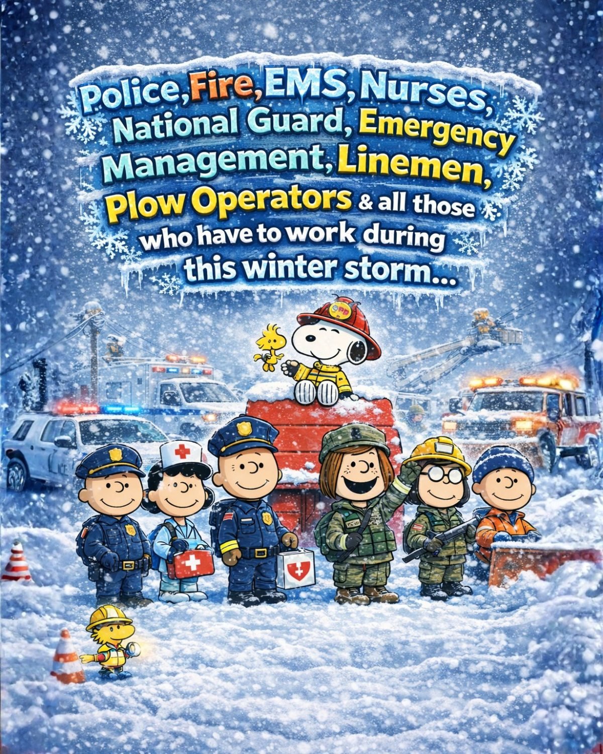 Jigsaw Puzzle | 63 pieces | Winter Storm Workers | Jigidi