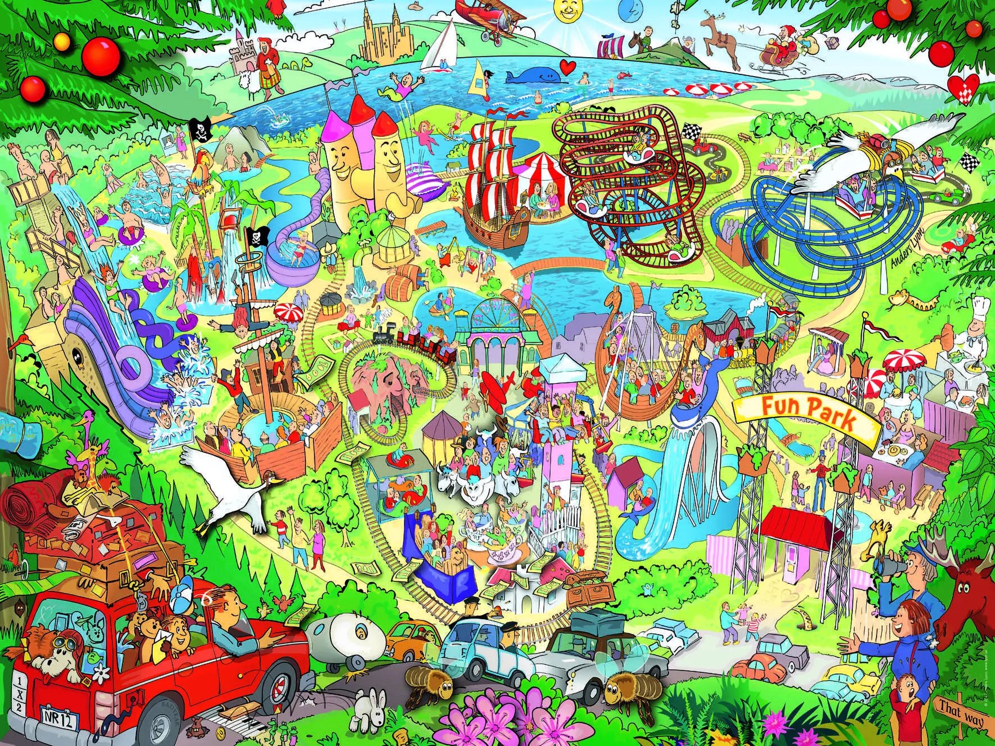Solve Fun Park Trip jigsaw puzzle online with 352 pieces