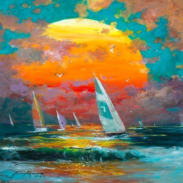 Solve Sailing Into The Sunset by James Coleman jigsaw puzzle online ...