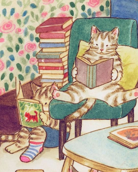 Solve Kitty Cats Reading jigsaw puzzle online with 99 pieces