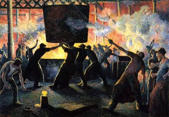 Solve Maximilien Luce – The Iron Foundry 1899 jigsaw puzzle online with ...