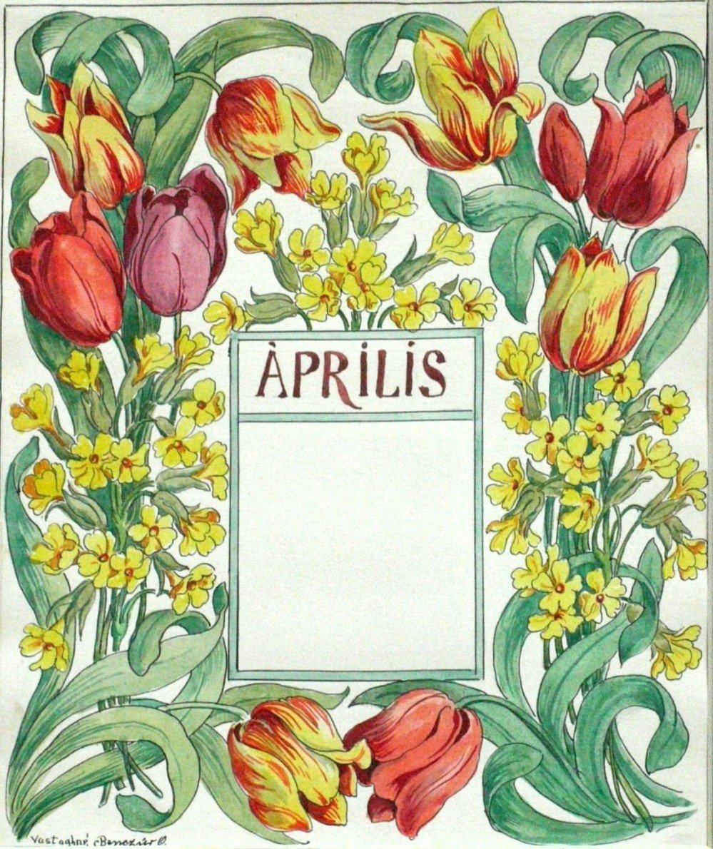 Solve Április (April) Calendar design, Olga Benczúr (Olga Vastagh ...