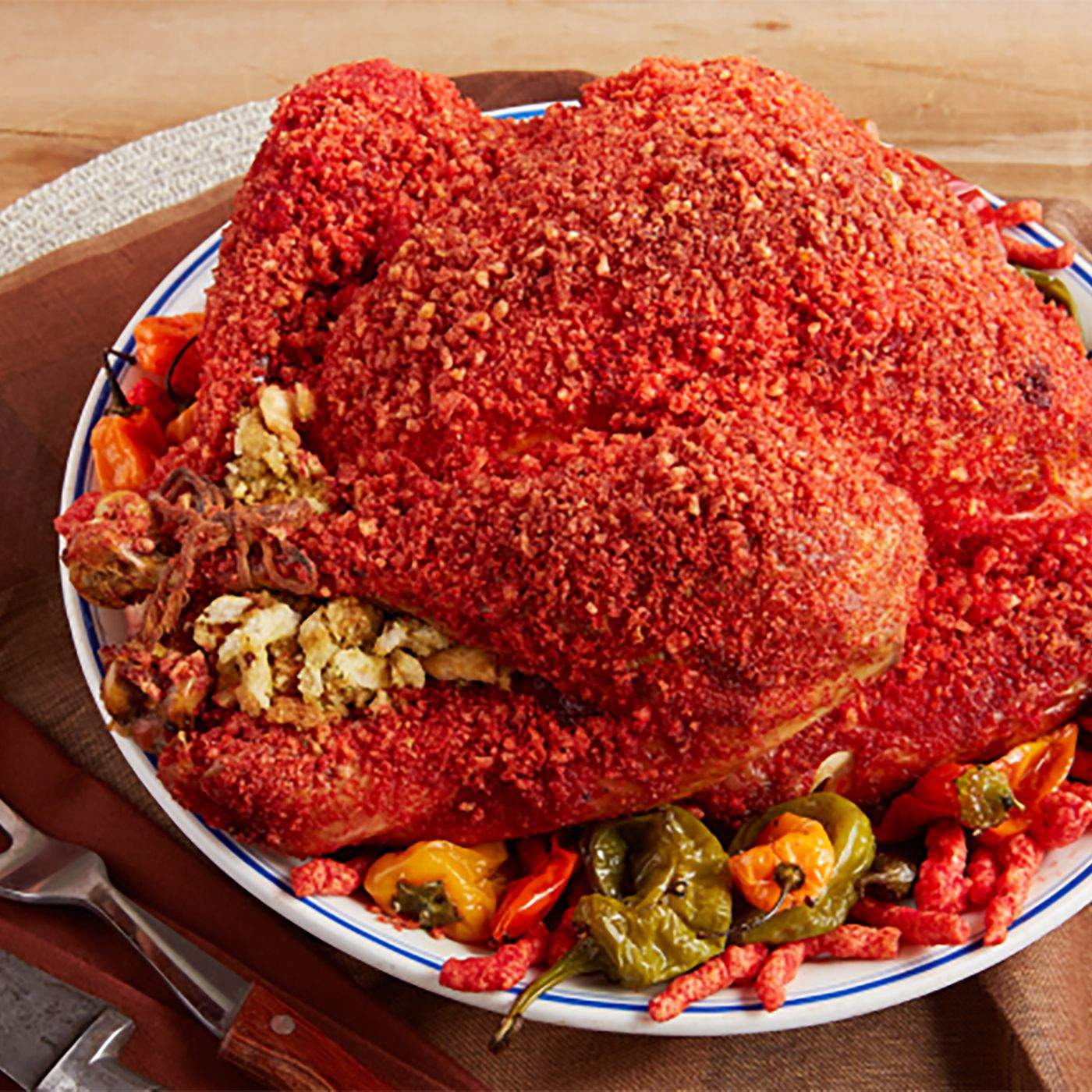 Solve Flamin’ Hot Cheetos Turkey jigsaw puzzle online with 225 pieces