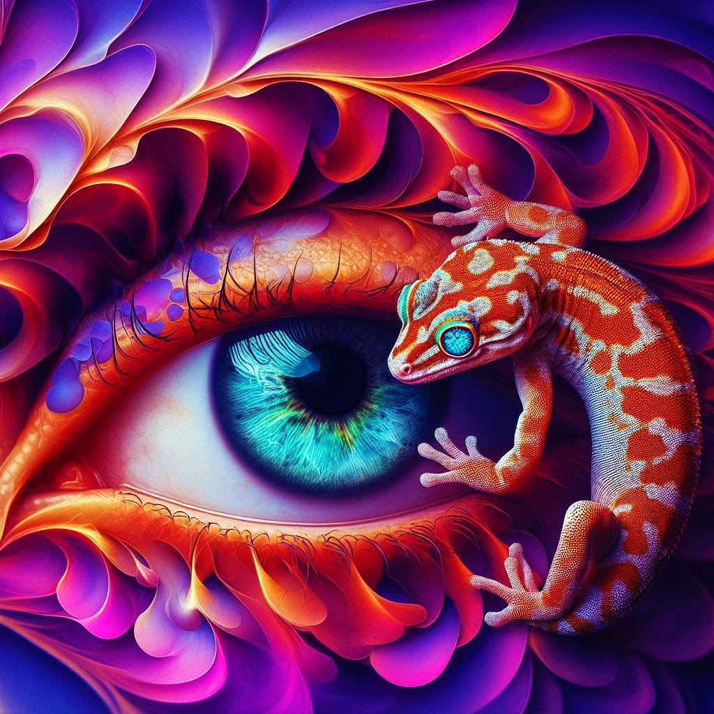 Solve leopard gecko and eye (surrealism) jigsaw puzzle online with 64 ...
