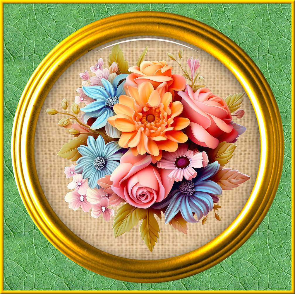 Solve Framed Floral 29 07 23 jigsaw puzzle online with 64 pieces