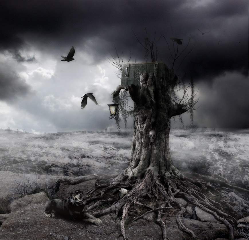 Solve MYSTERIOUS TREE, HORROR LANDSCAPE AND GHOST DOG jigsaw puzzle ...