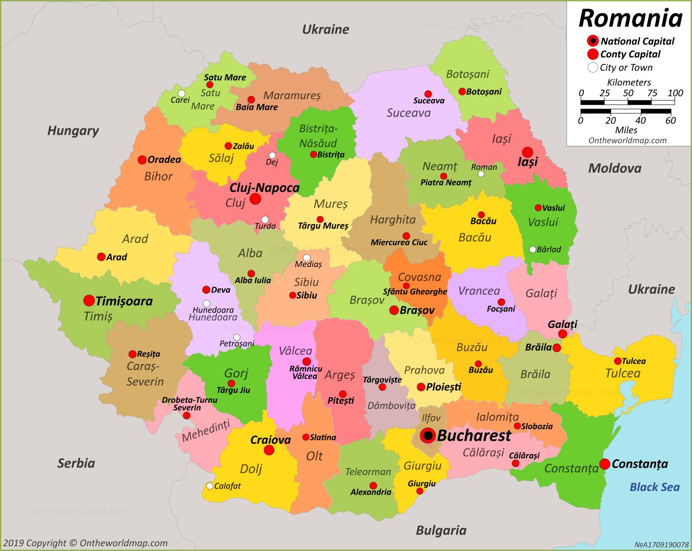 Solve Map of Romania jigsaw puzzle online with 99 pieces