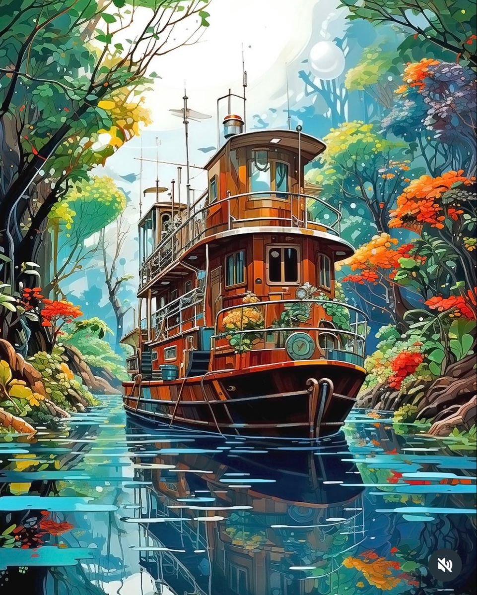 Solve PUZZLE - A Boats River Reflection jigsaw puzzle online with 80 pieces