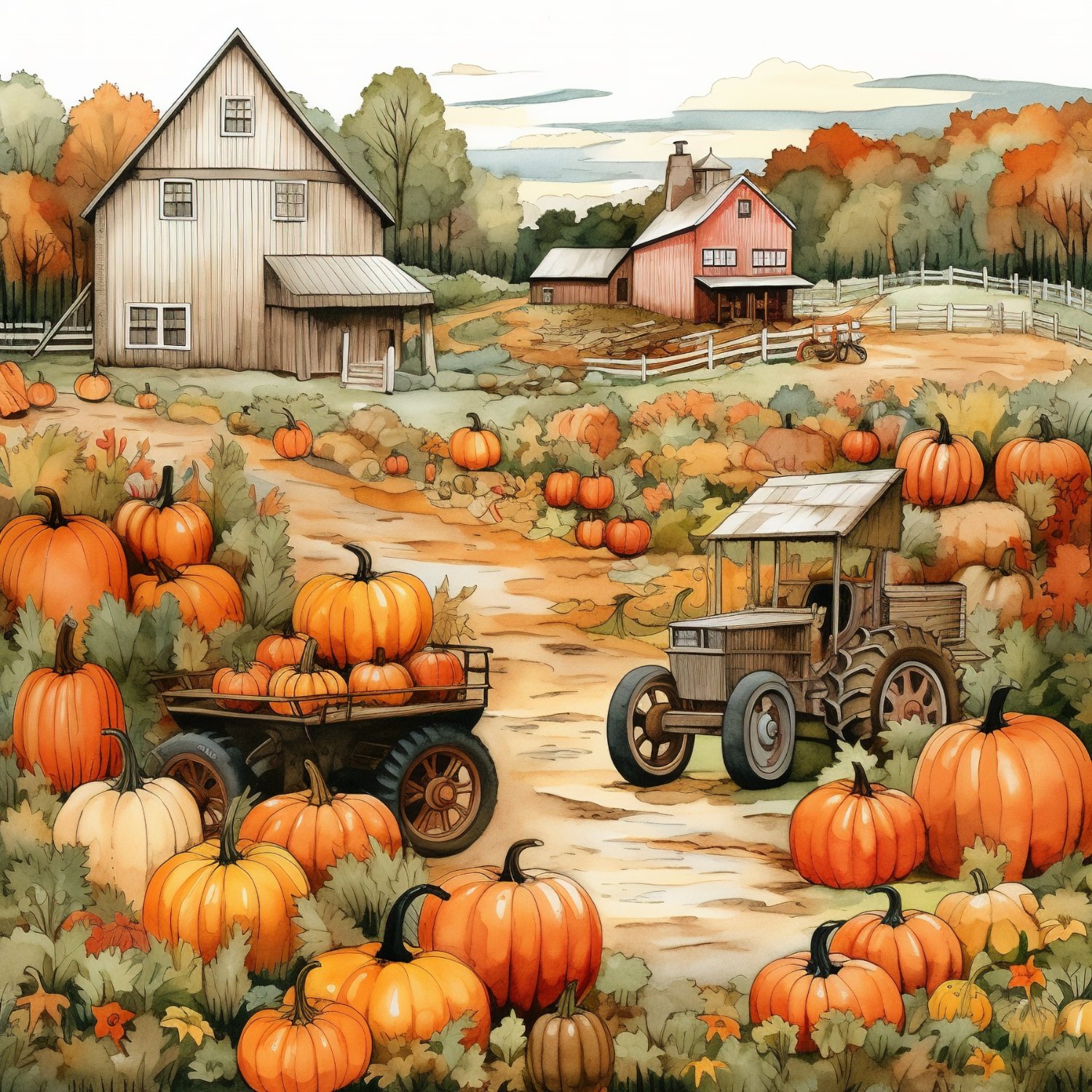 Solve Pumpkin Harvest Farm jigsaw puzzle online with 100 pieces