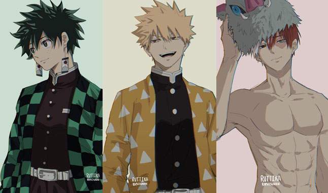 Solve Deku = Tanjiro, Bakugo = Zenitsu, Todoroki = Inosuke jigsaw ...