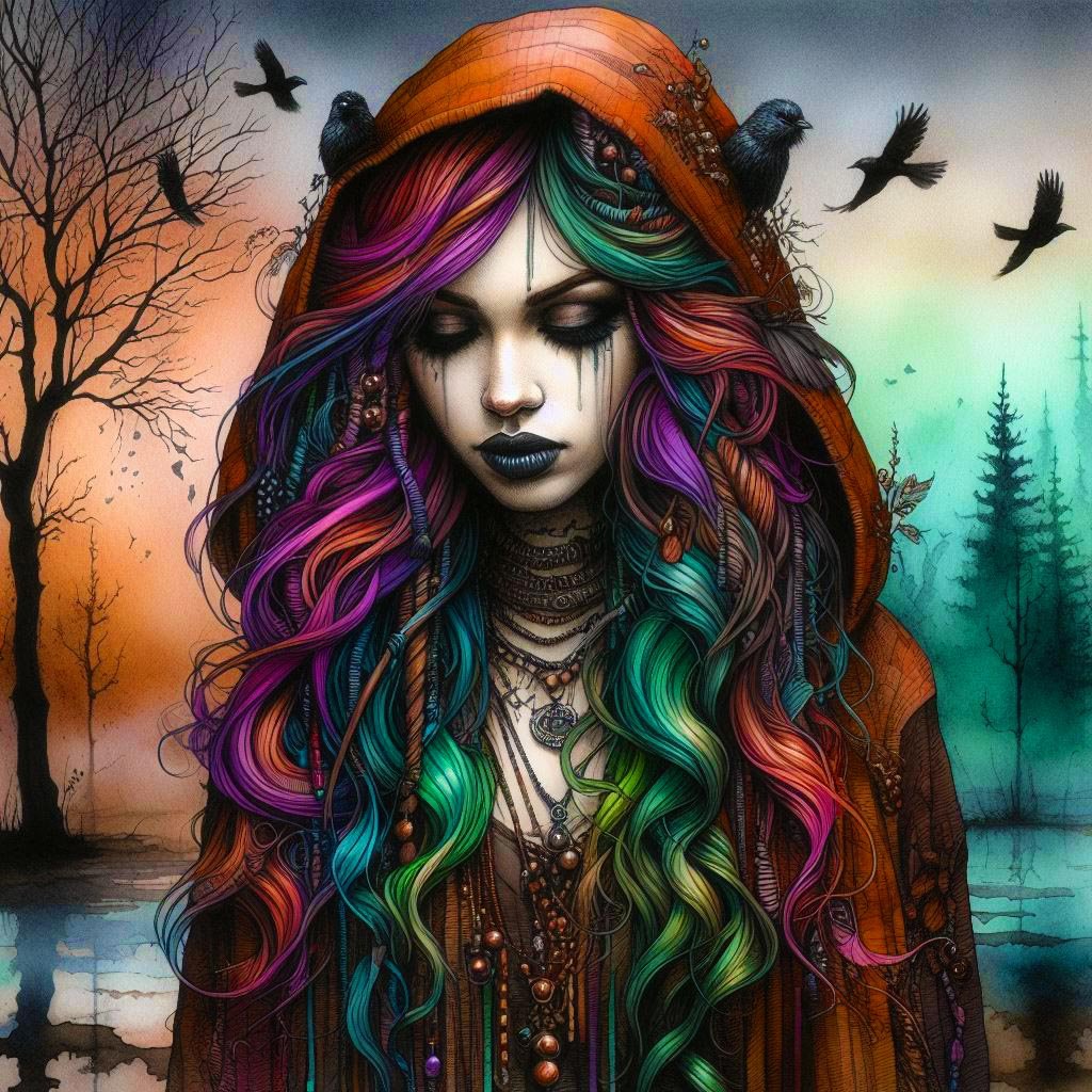 Solve goth woman jigsaw puzzle online with 64 pieces