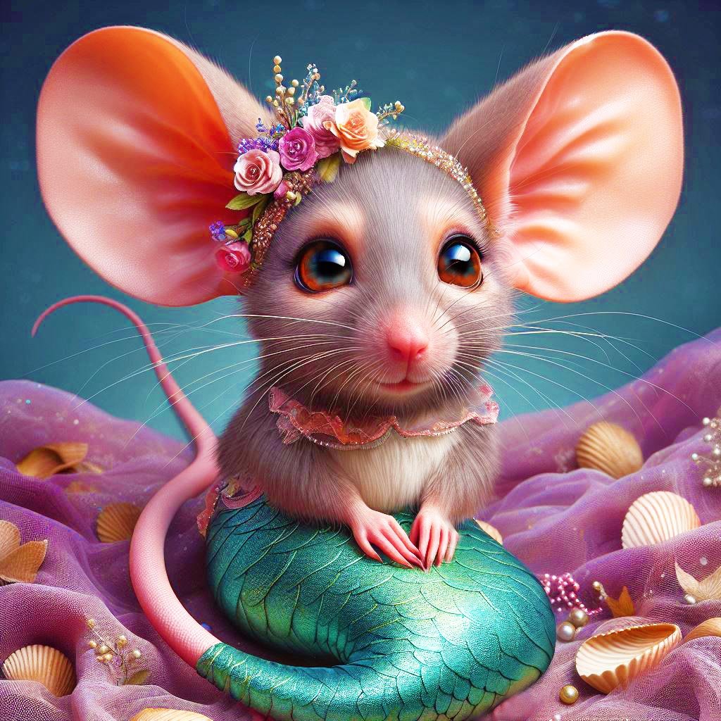 Solve Nixie the mermaid mouse jigsaw puzzle online with 49 pieces