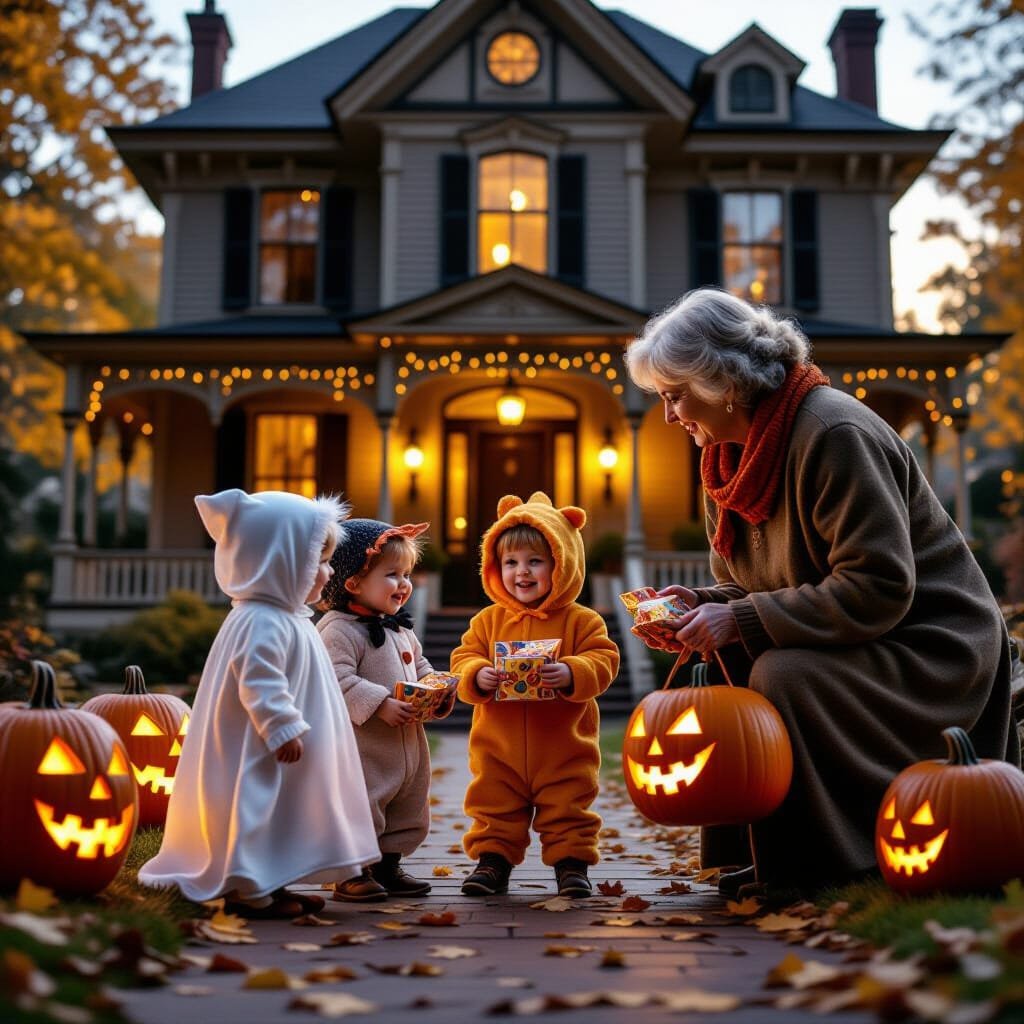 Solve Trick-Or-Treaters jigsaw puzzle online with 49 pieces