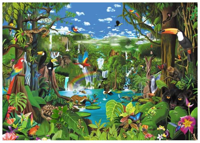 Solve magnificent rainforest by geraldnewtonart jigsaw puzzle online ...