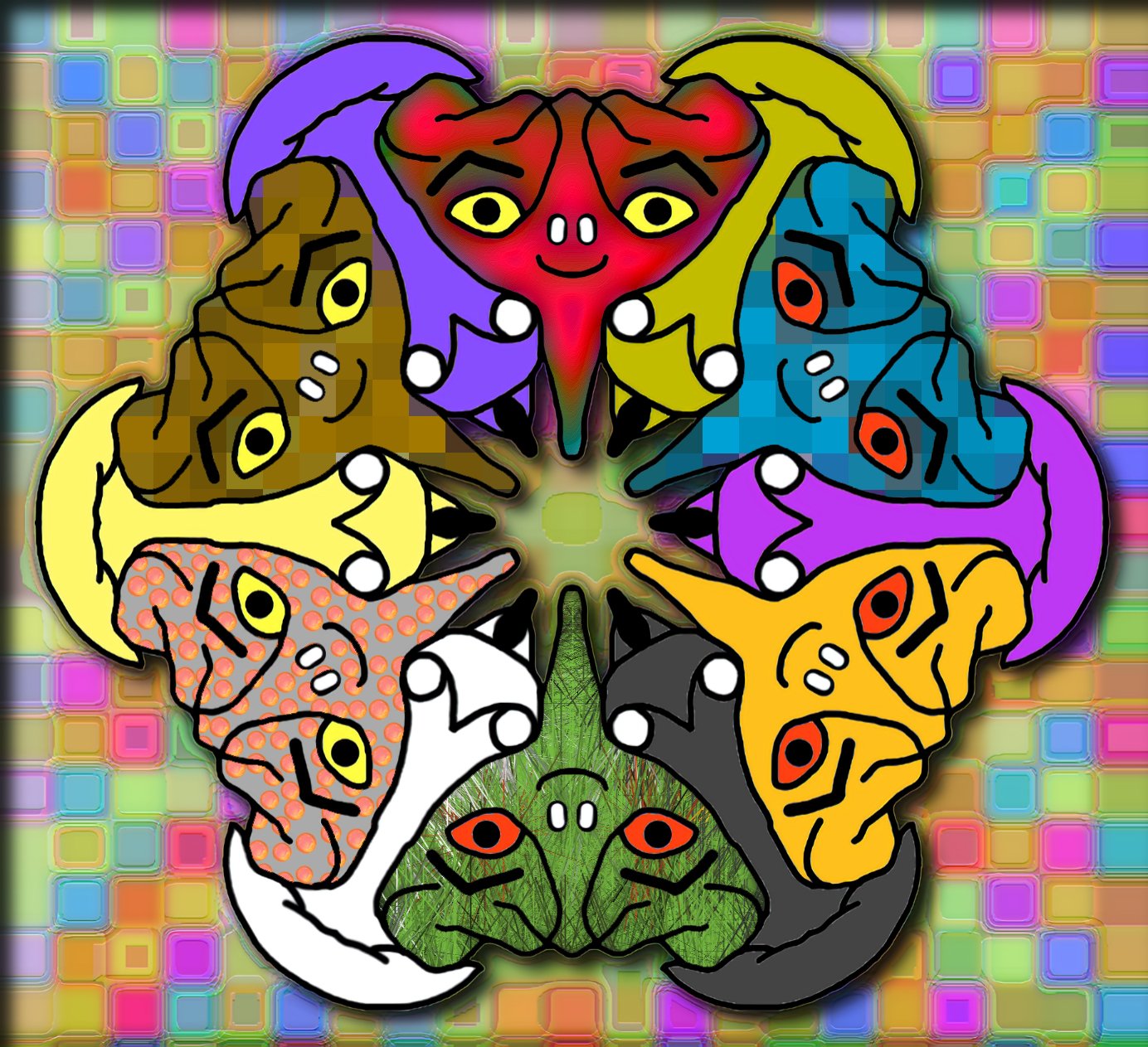 Solve many faces jigsaw puzzle online with 100 pieces