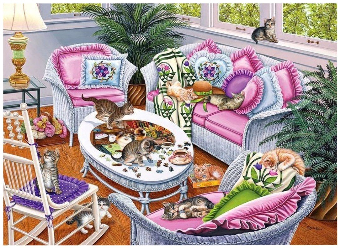 Solve Ten Tabbies (X-Large) jigsaw puzzle online with 252 pieces