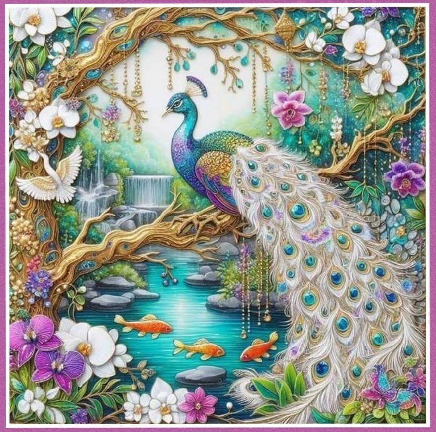 Solve Beautiful Peacock (Medium) jigsaw puzzle online with 100 pieces