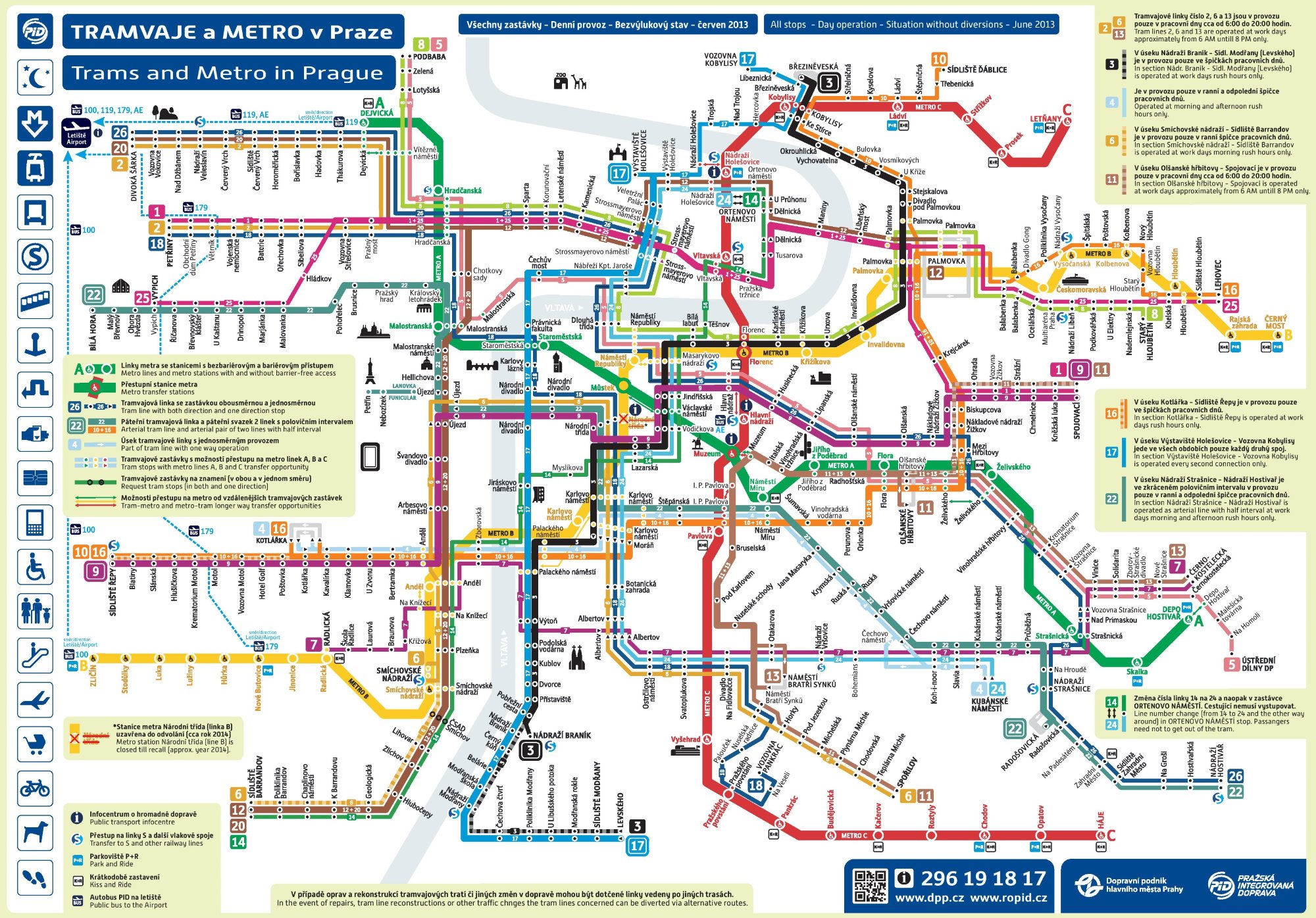 Solve Prague metro tram map jigsaw puzzle online with 408 pieces